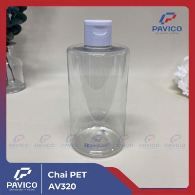 Sản xuất Chai PET trong dáng trụ 320ml - 24mm - 22g - AV320